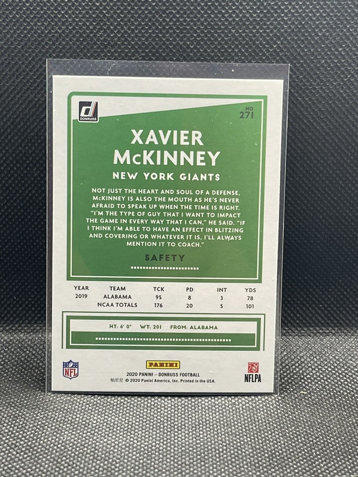 2020 Donruss Rookie RC #271 Xavier McKinney New York Giants Football ...