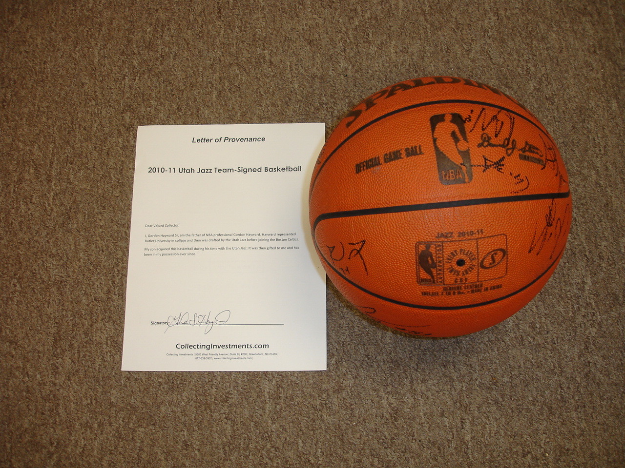 2010-11 Utah Jazz Team Signed Official NBA Basketball w/ LOA 19 ...