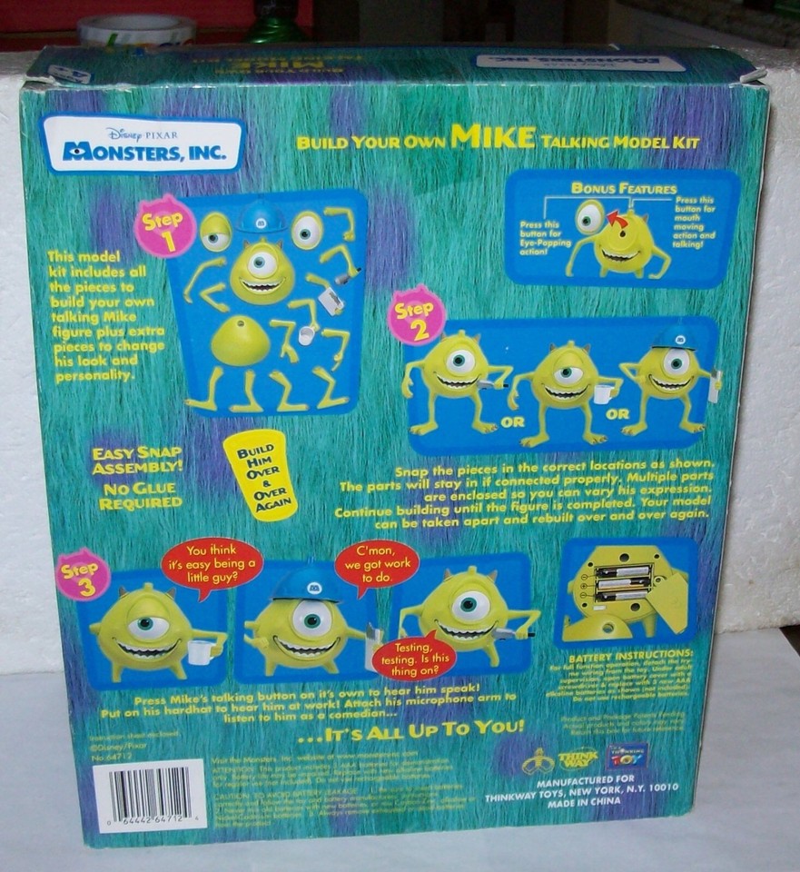 Disney PIXAR Monsters Inc. Talking MIKE Model Kit - Sounds Great! | eBay