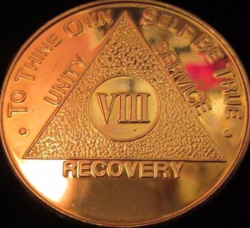 Gold Plated Alcoholics Anonymous 5 Year AA MEDALLION Coin Token Chip ...