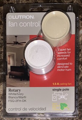Lutron FSQ-2FH-DK Electronics Rotary On Off Fan Speed Control White ...