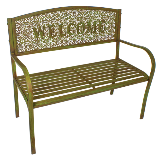 Cast Iron Metal Welcome Garden Porch Patio Furniture Bench Seat ...