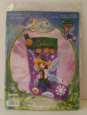 NIP Janlynn Disney Tinkerbell Lily Fairy Fairies Stocking Felt Kit ...