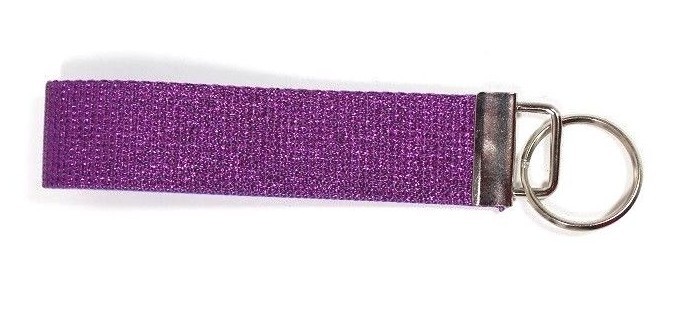 PURPLE METALLIC HANDMADE KEY CHAIN RING FOB HOLDER STRAP LANYARD ...