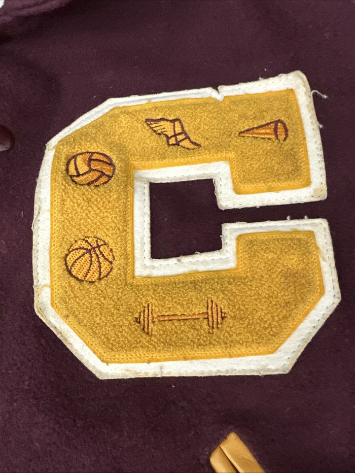 Y2K 2008 Texas High School Letterman Jacket Size Large Maroon Yellow ...