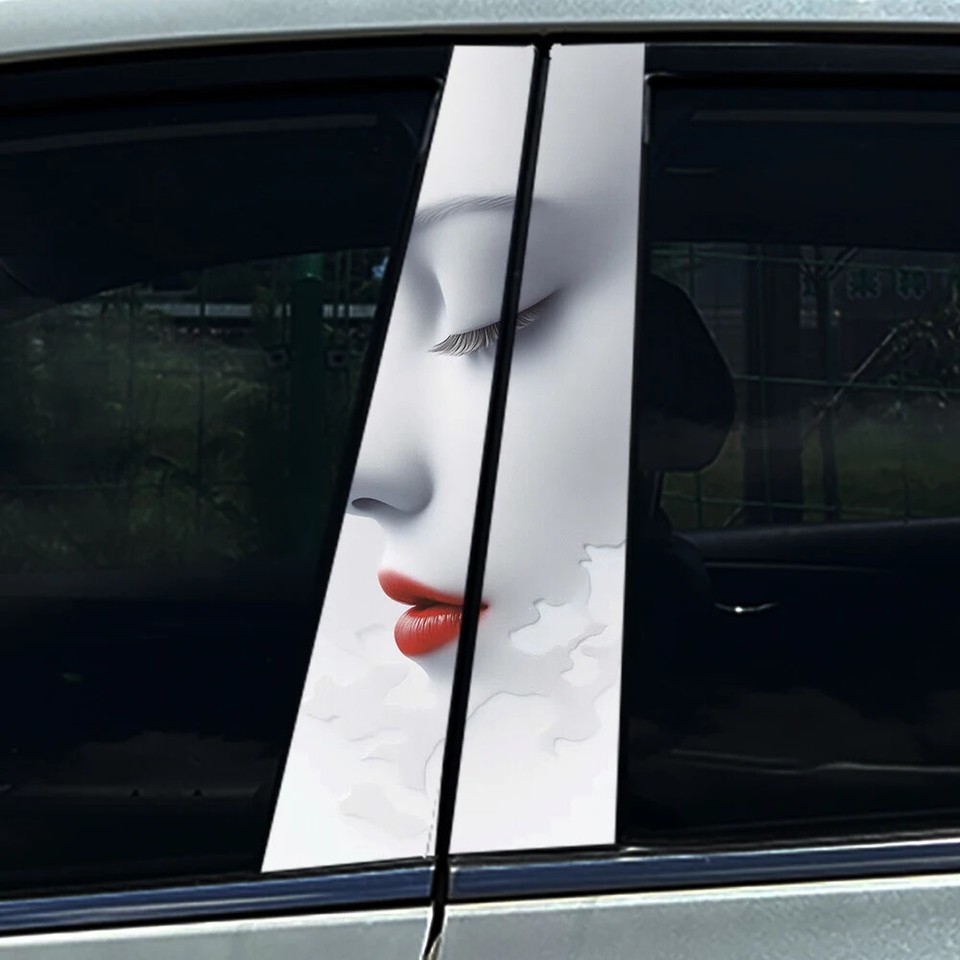 2x Beauty Art Creative Car Center Pillar Sticker B-pillar Protective ...