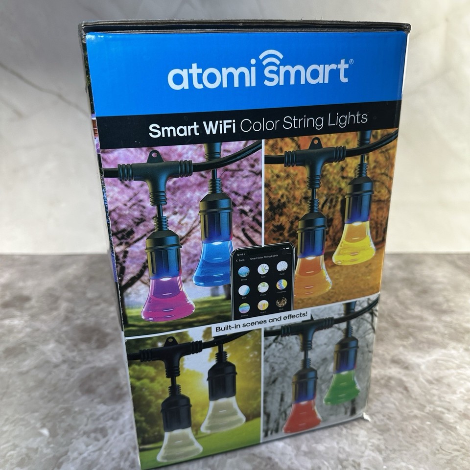 Atomi Smart Wifi Color Changing String Lights 36 ft 18 Bulbs or weather ...