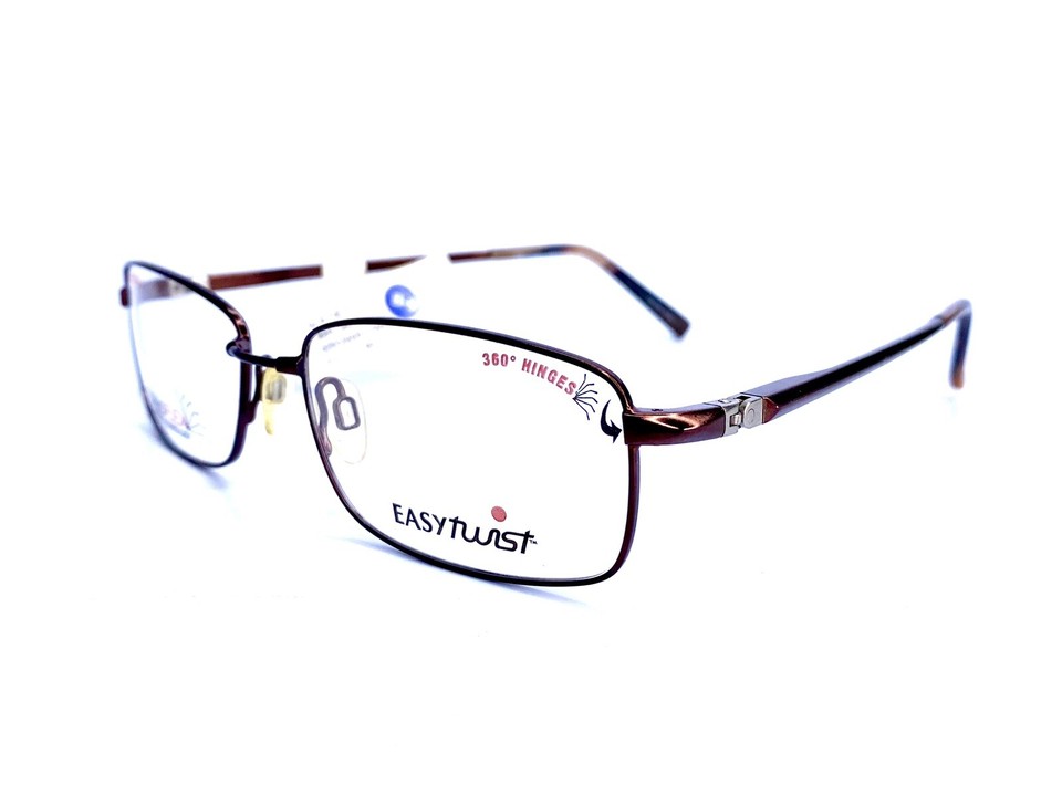 New EasyTwist Brown Rectangular Frame Eyeglasses Flex Temples ET872 53 ...