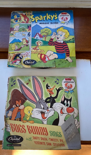 Two Vtg Children Albums: Bug Bunny Sings & Sparky's Magic Echo - Bozo ...