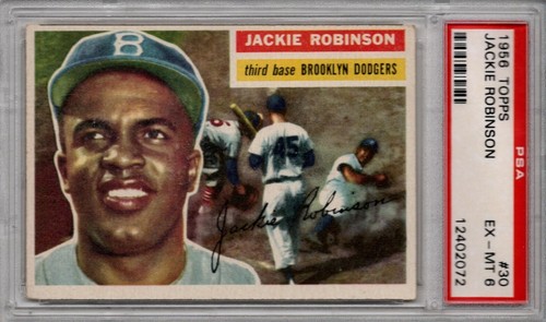 Jackie Robinson, 1956 Topps PSA 6 White Back, MLB Hall of Fame, NL MVP ...