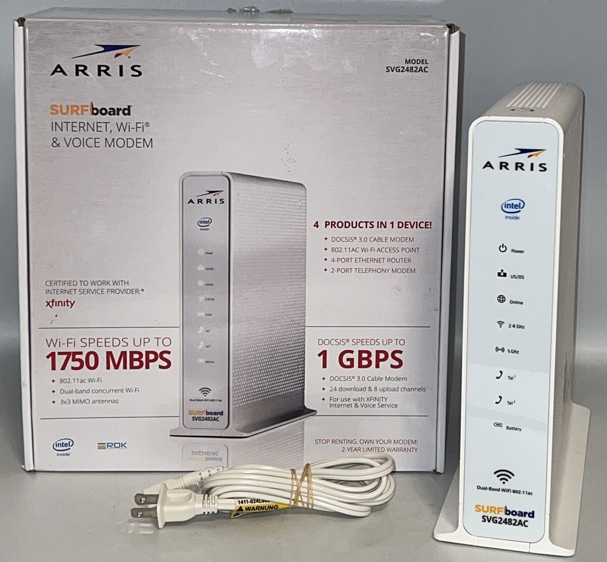 ARRIS SURFboard SVG2482AC Cable Modem Router Internet, Wi-Fi - Tested ...
