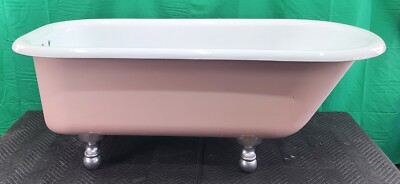 Pink clawfoot tub cast iron vintage bathroom professionally restored ...