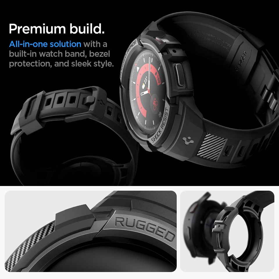 Galaxy Watch 5 Pro (45mm) Case | Spigen [ Rugged Armor Pro ] Shockproof ...