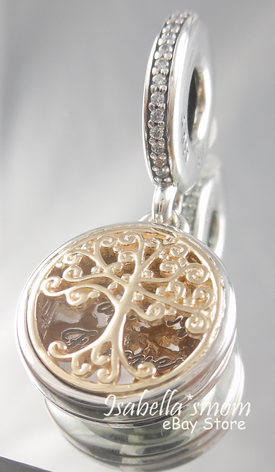 FAMILY Tree ROOTS Genuine PANDORA Silver 14K GOLD Locket DANGLE Charm ...