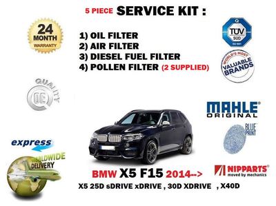 FOR BMW X5 F15 25D 30D 40D 2013-->NEW OIL AIR FUEL POLLEN 5 FILTER ...