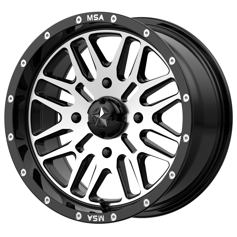 (Set of 4) MSA Offroad M38 Brute 14x7 4x137 Black/Machined Wheels Rims ...