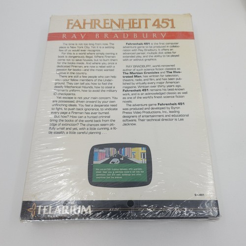 Rare Telarium Fahrenheit 451 PC Adventure Game - IBM - Complete In Box ...