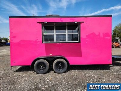 2024 Freedom 7 x 16 pink blackout concession trailer w sink power AC ...