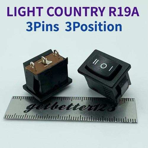 1pc LIGHT COUNTRY R19A 250V 6A T85 u Rocker Switch 3 Pins 3 Positions ...