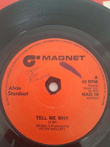 Alvin Stardust - Tell me why/Roadie roll on on Magnet label. Original ...