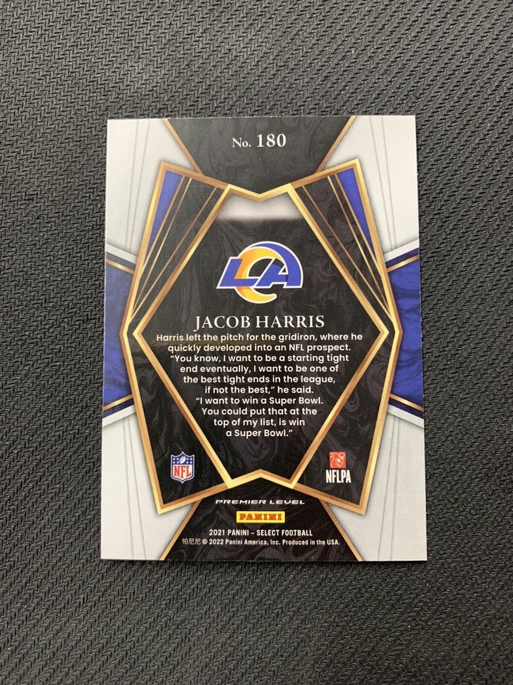 2021 PANINI SELECT Jacob Harris RC Premier Level #180 LOS ANGELES RAMS ...