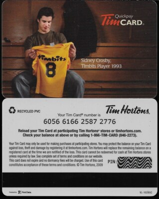 2009 Sidney Crosby Timbits Timcard New, Unused, Unactivated Pittsburgh ...
