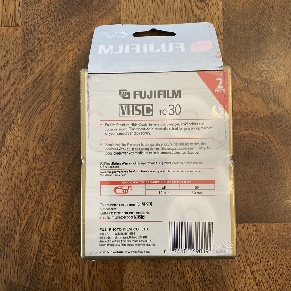 FujiFilm VHS-C 2 Pack Video Cassettes 90 Minutes EP / 30 Minutes SP New ...