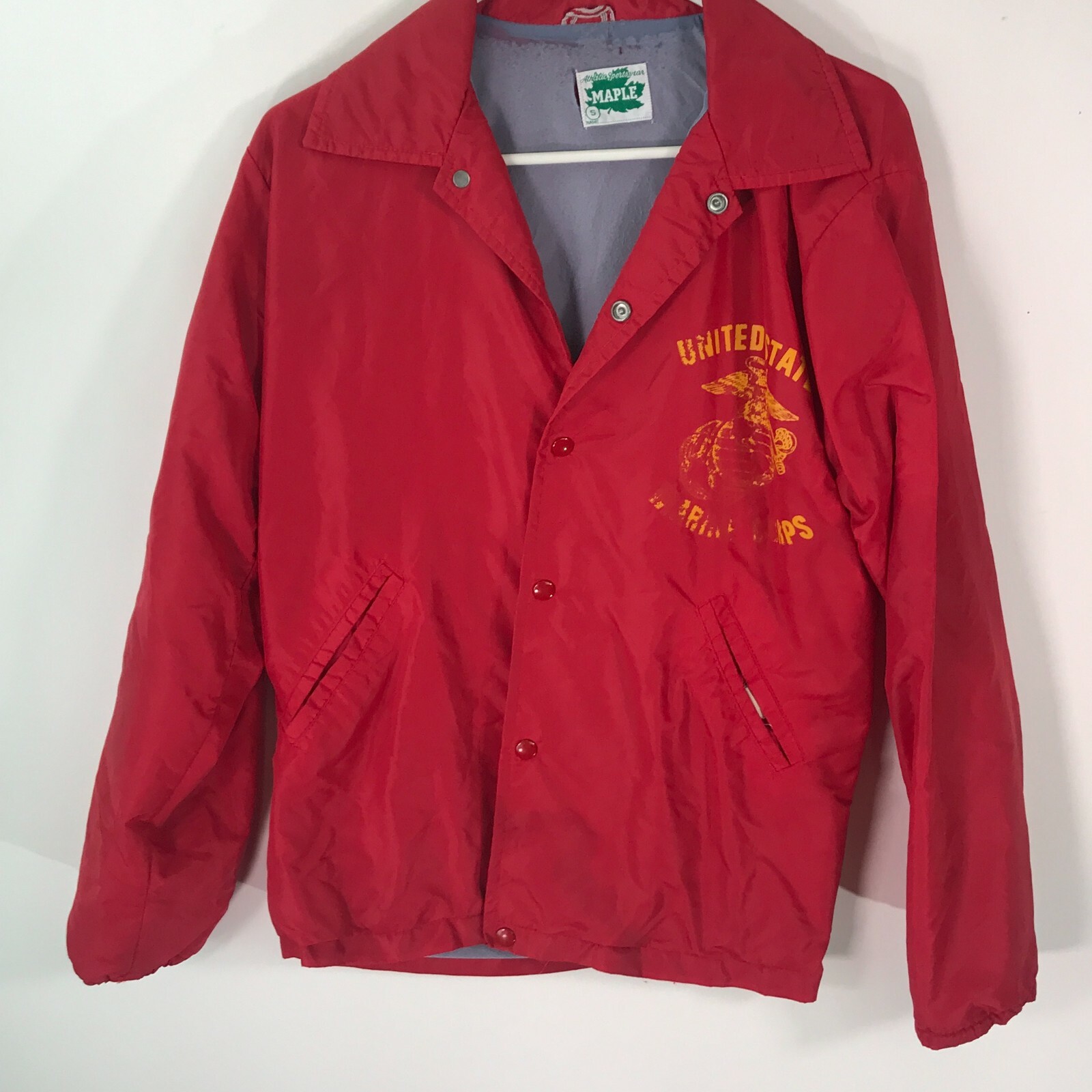 Mens Athletic Sportswear United States USMC Red Windbreaker Jacket Size ...