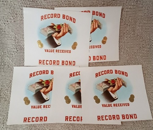 Cigar Labels Record Bond Value Received Embossed Lot Of 5 | eBay