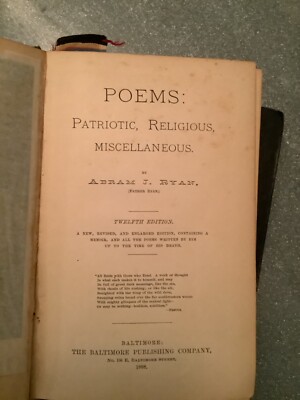 Father Ryan's Poems by Abram J Ryan (HC 1888) illus Twelfth Edition ...