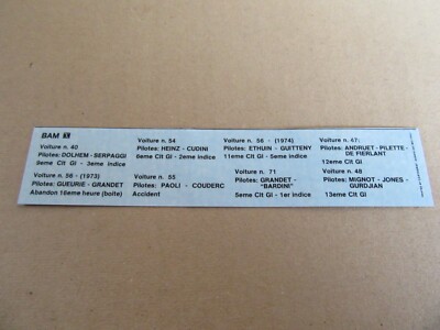 993L 1973'S Hobby Decals BAM Stickers Racing Driver Name Sheet | eBay