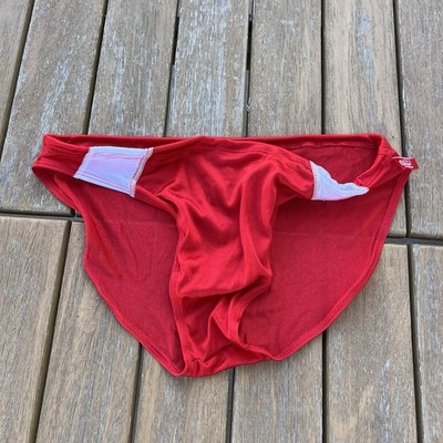 AussieBum Mens red competition crew Nylon Swim bikini Swimwear size S M ...