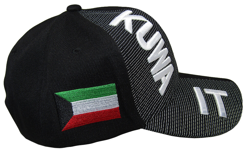 Kuwait Country Black White Letter Crest Patch On Side Embroidered Hat ...