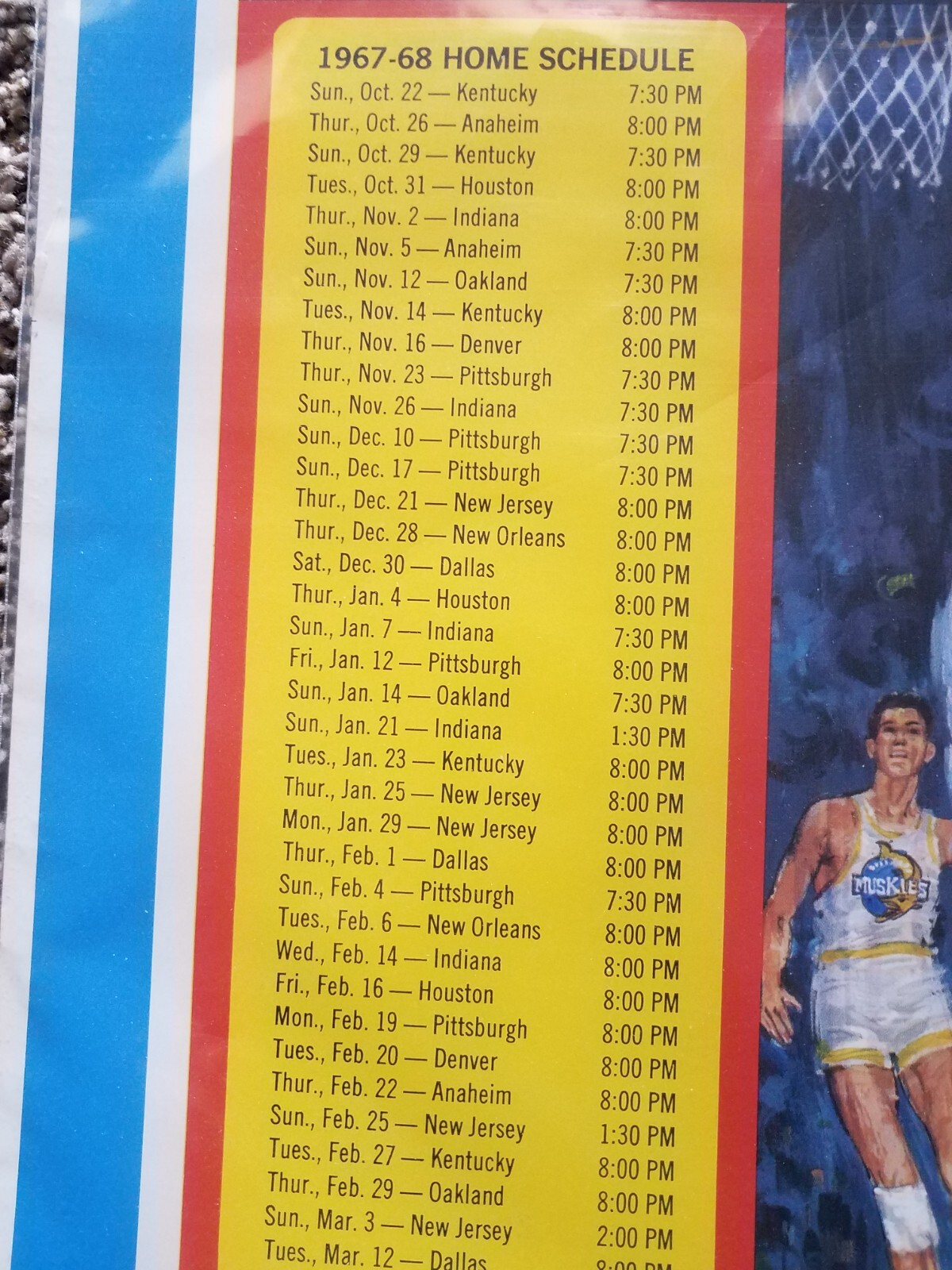 RARE! Vintage MINNESOTA MUSKIES ONLY YEAR 1967-68 ABA BASKETBALL POSTER ...