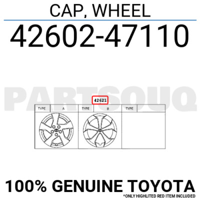4260247110 Genuine Toyota CAP, WHEEL 42602-47110 | eBay