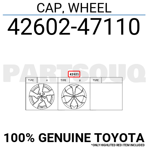4260247110 Genuine Toyota CAP, WHEEL 42602-47110 | eBay