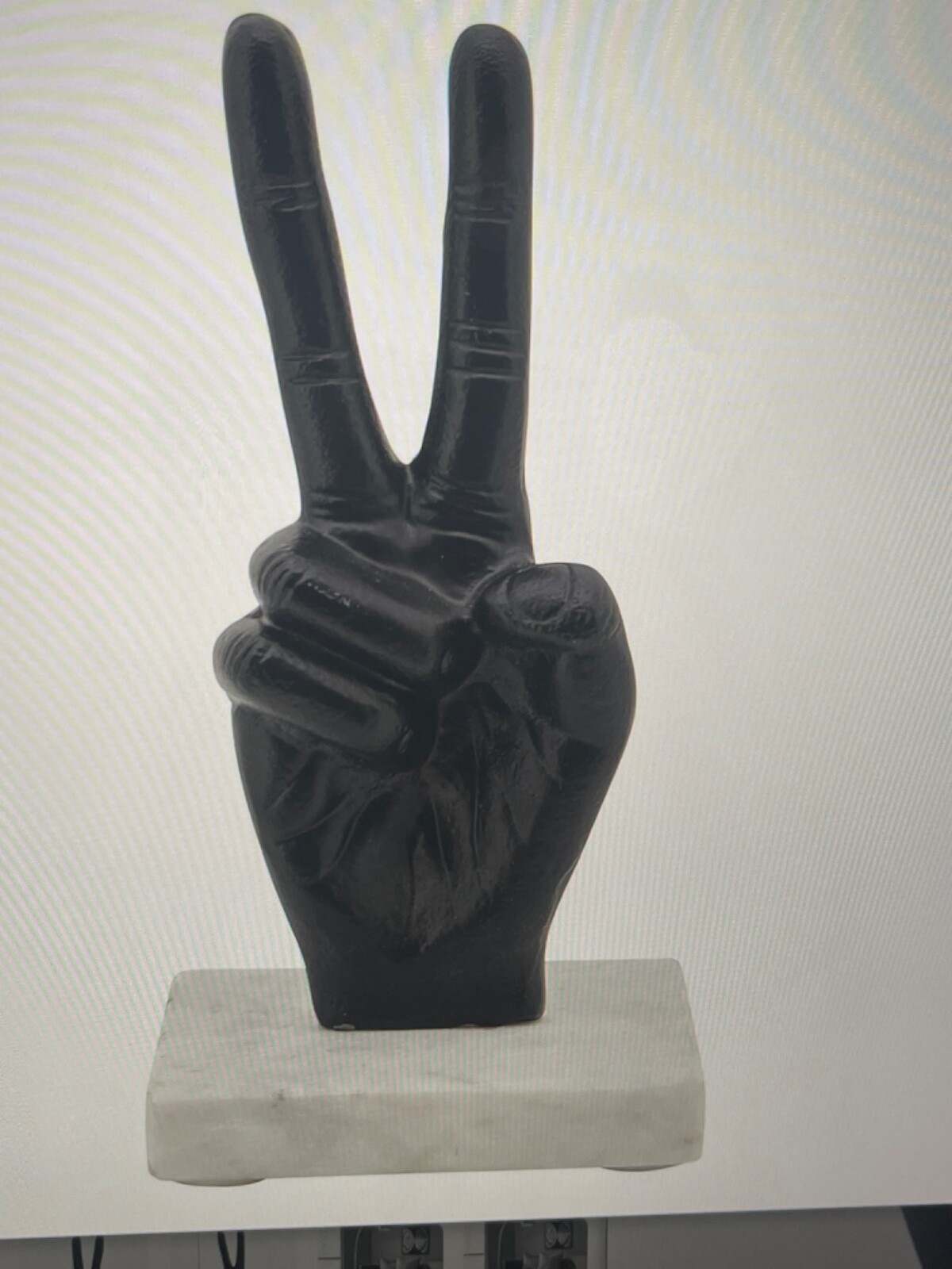 Peace Sign Hand Statue Metal With Marble Base | eBay