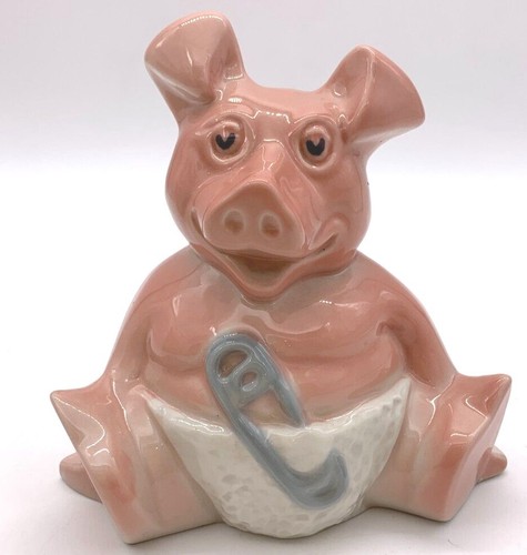 VTG 1980s Wade NatWest WOODY pig piggy coin bank baby piglet diaper ad ...