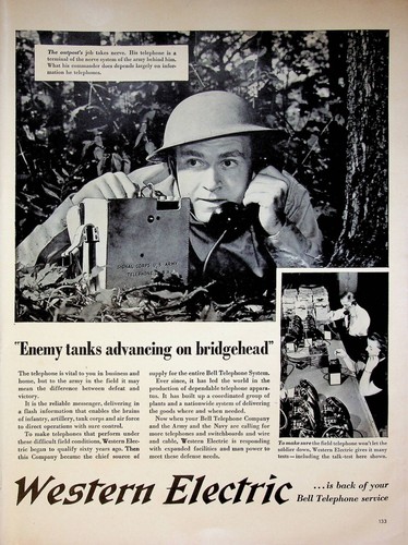 1941 WWII era Western Electric Vintage Print Ad U.S. Army Advancing ...