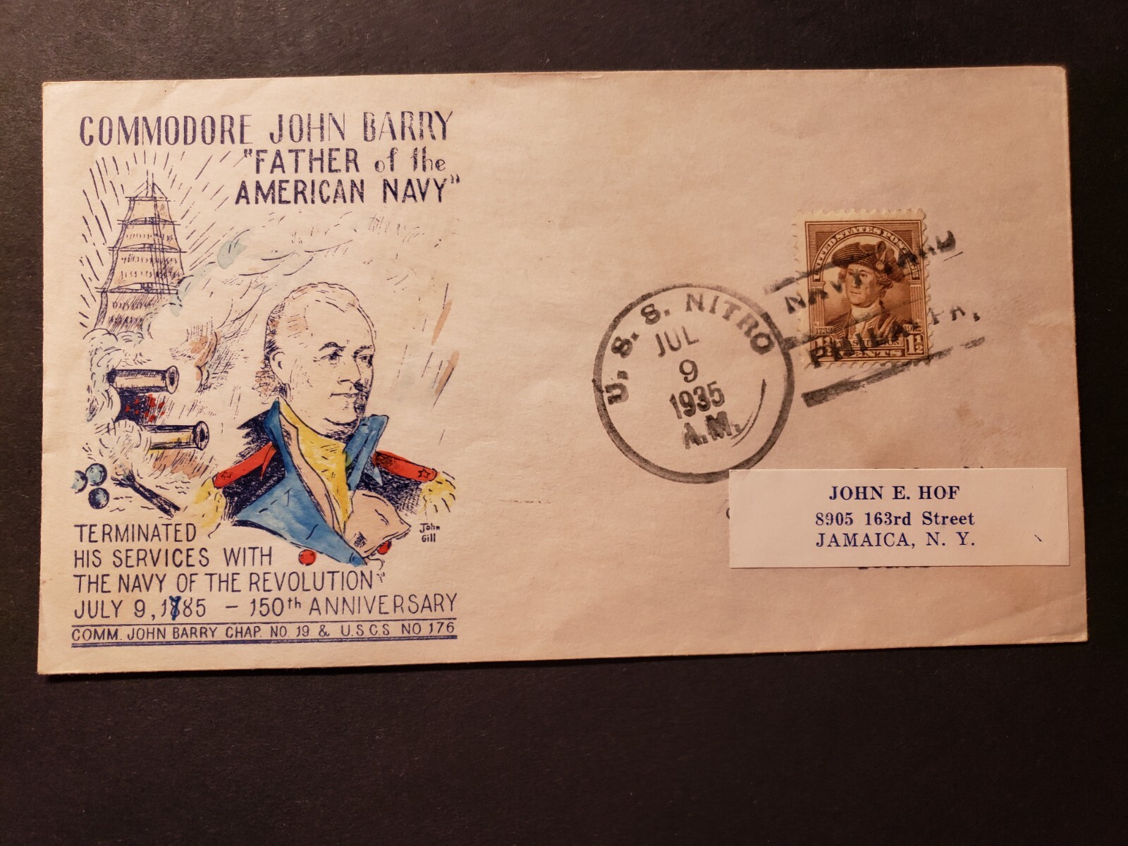 USS NITRO AE-2 Naval Cover 1935 GILL John BARRY Cachet | eBay