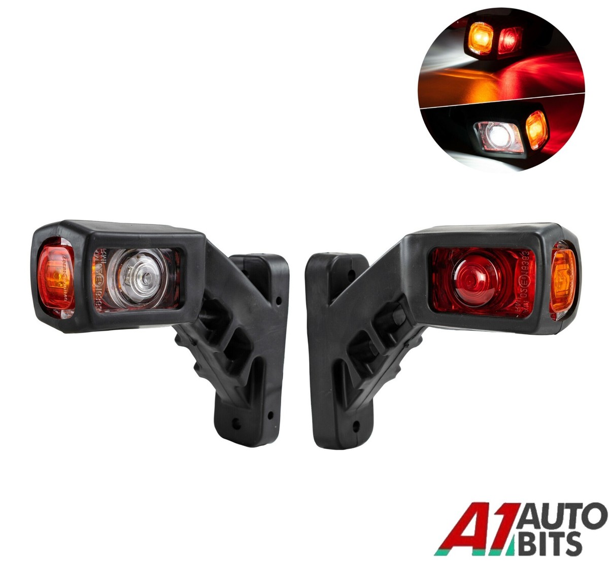 Led Fender Marker Lights DURITE RH Red/Amber/White LED Stalk Marker