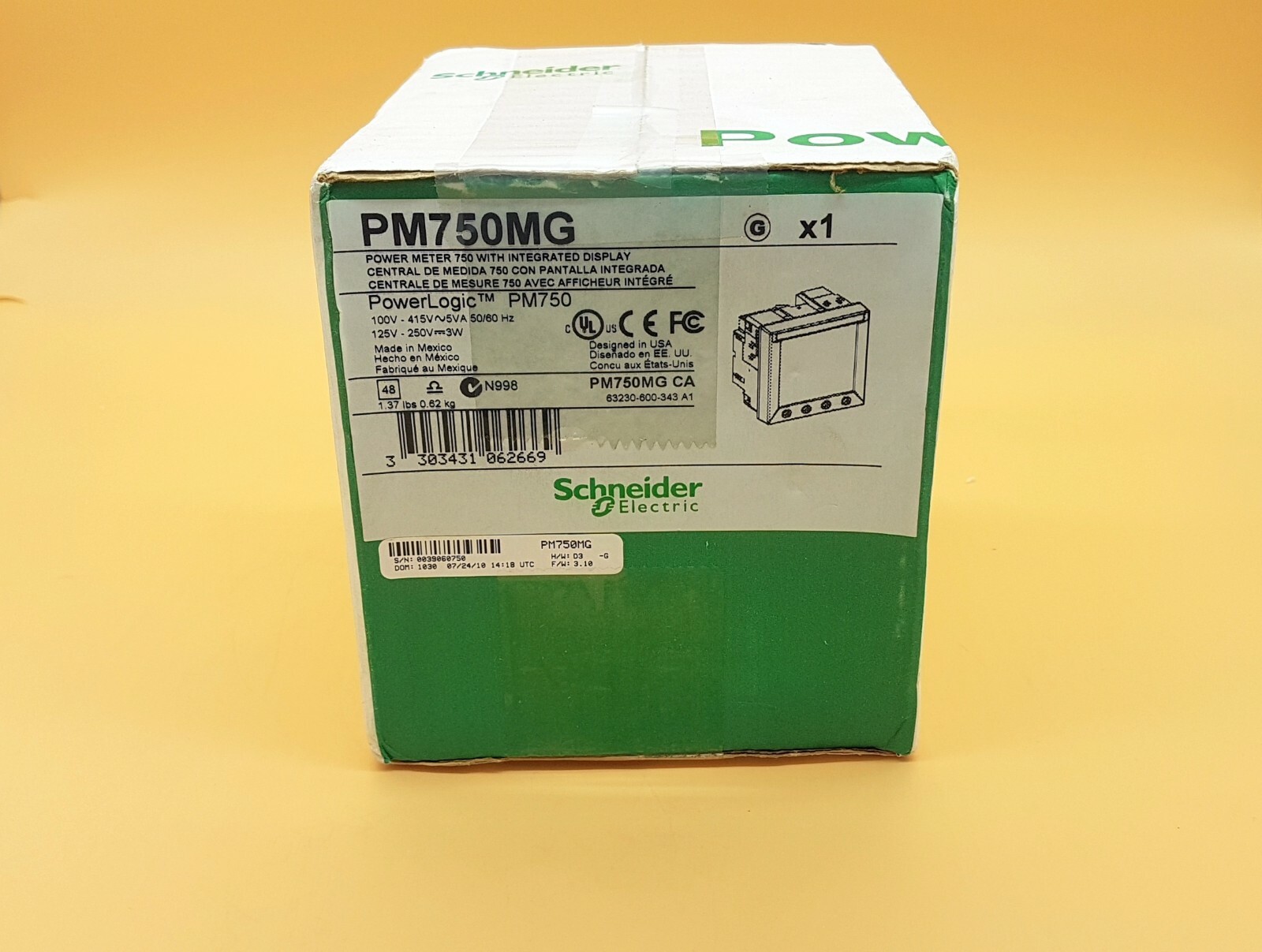 Schneider PM750MG PowerLogic Power Meter with Display 100v-415v 5va 50/ ...