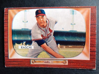 1955 BOWMAN BASEBALL - ST. LOUIS CARDINALS - VIC RASCHI #185 ...