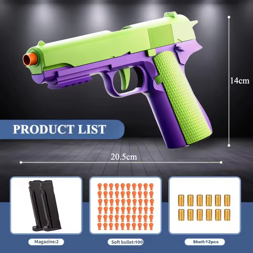 Carbine Toy Gun Shell Ejection Soft Bullet Blaster Automatic Drum Mag ...