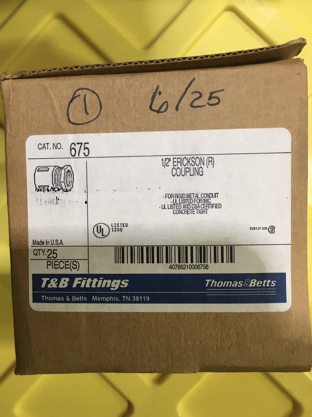 NOS ( Lot of 25 ) 1/2" T & B Erickson Couplings. TB 675 Thomas & Betts ...