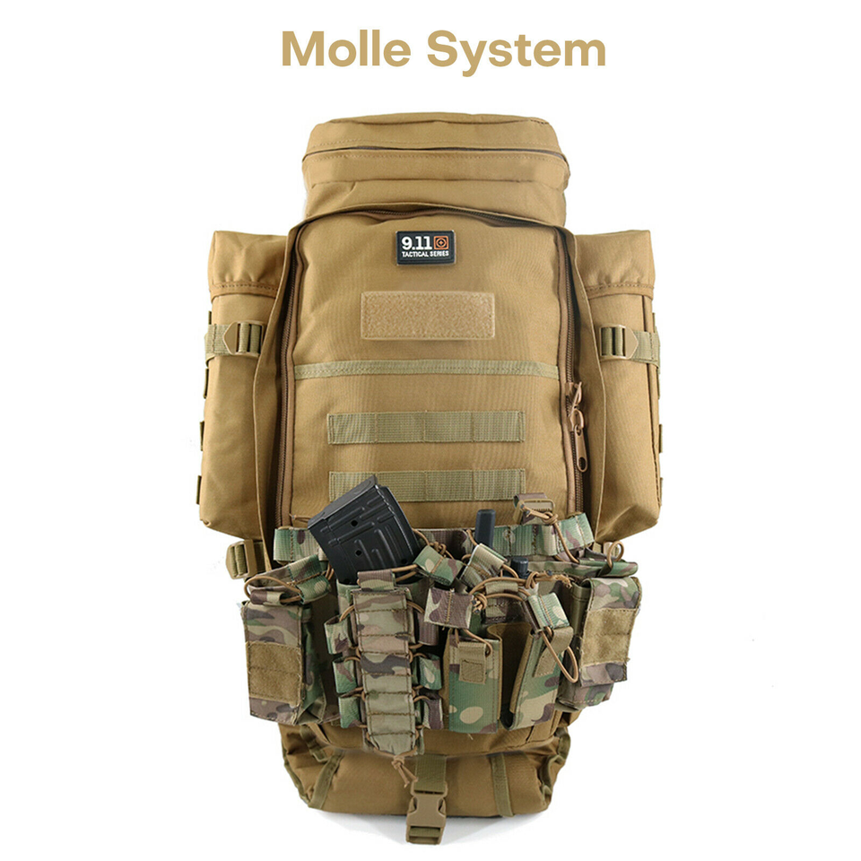 72L Large Military Tactical Backpack Rifle Bag Expandable Hiking Molle ...