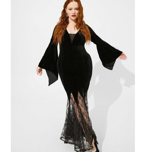 Torrid 4 (4X 26) Black Gothic Velvet Busty Costume Cosplay Maven Fluted ...