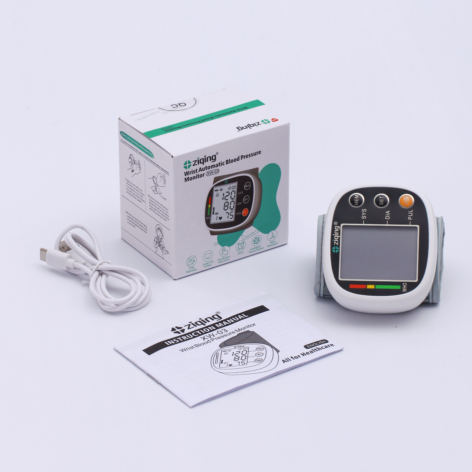 Automatic Wrist Blood Pressure Monitor Heart Rate Machine or Finger ...