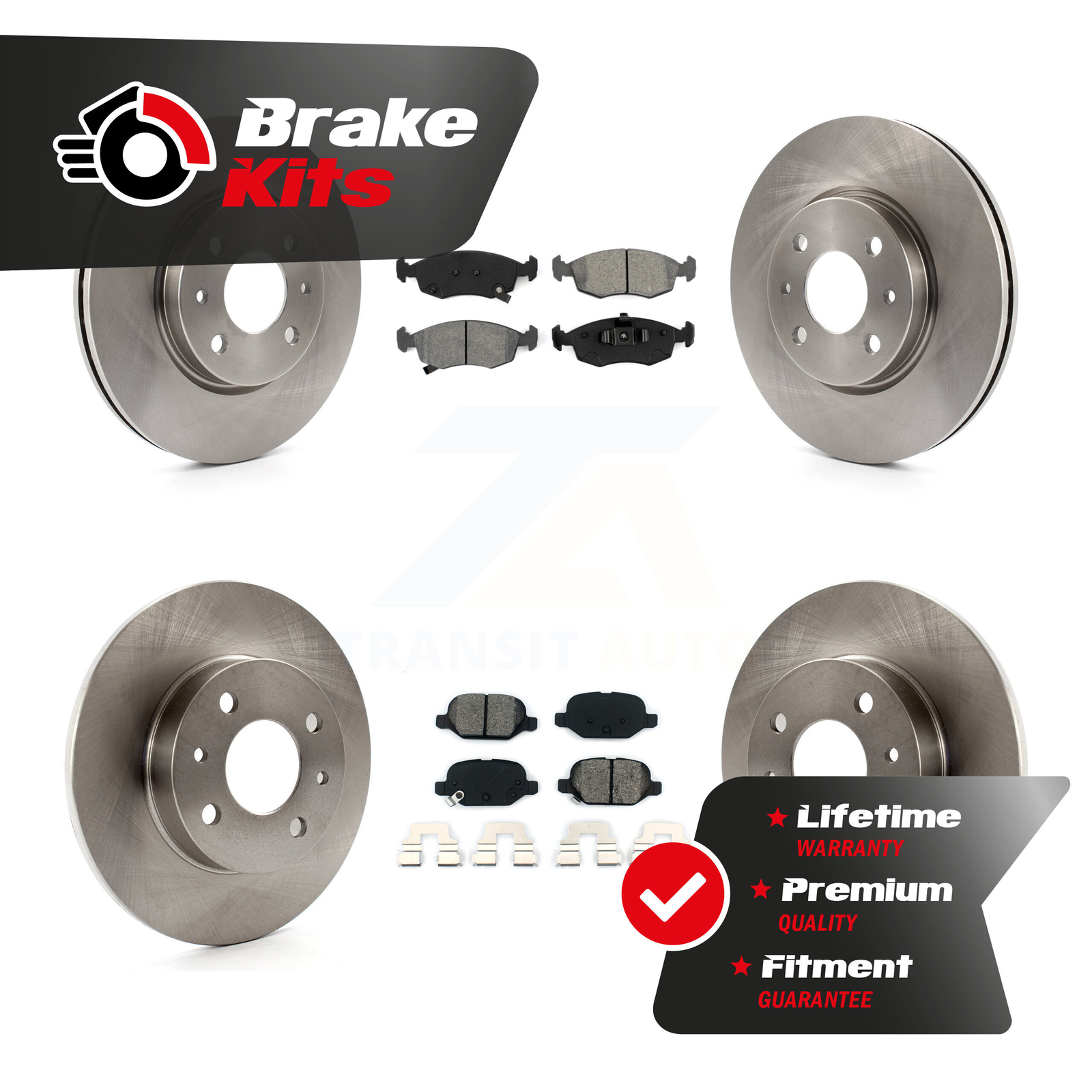 Front Rear Disc Brake Rotors And Semi-Metallic Pads Kit For 2012-2017 ...