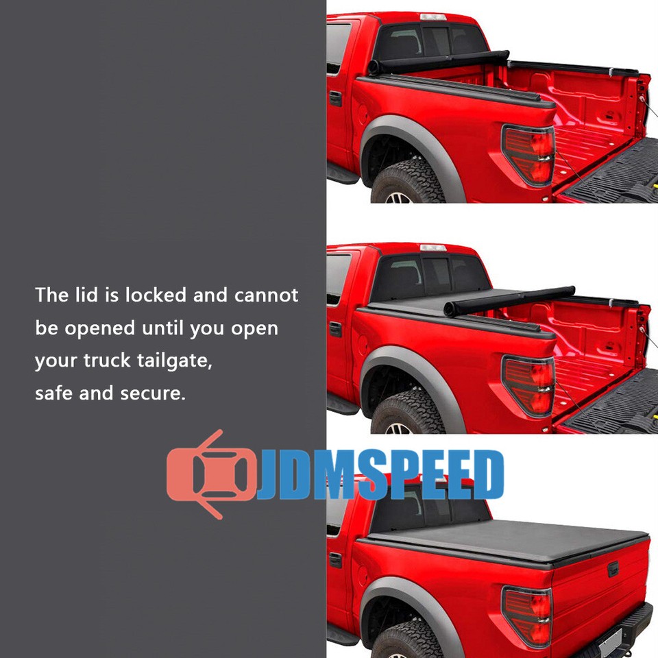 8ft Bed Tonneau Cover Soft Roll-Up Fleetside for F250 F350 Super Duty ...